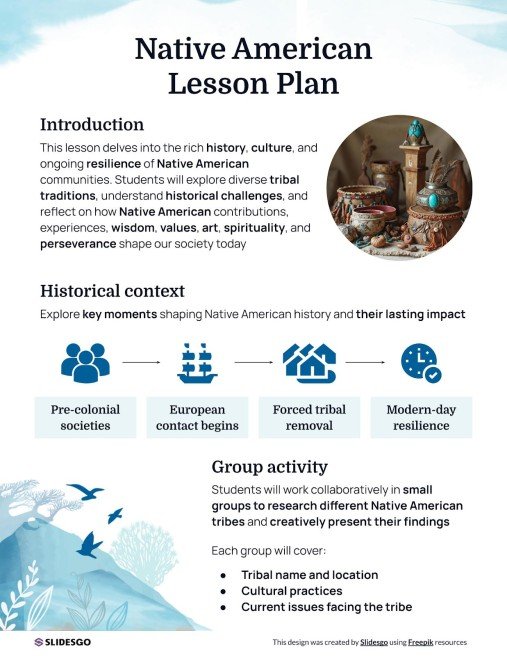 Native American Lesson Plan Template