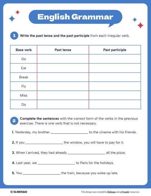 English Grammar Template