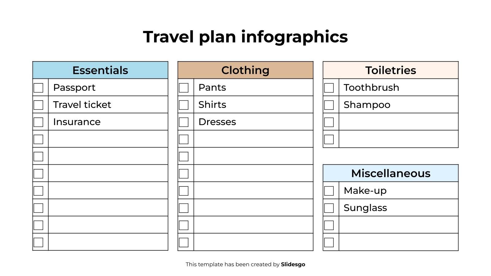 Travel Plan Infographics Template