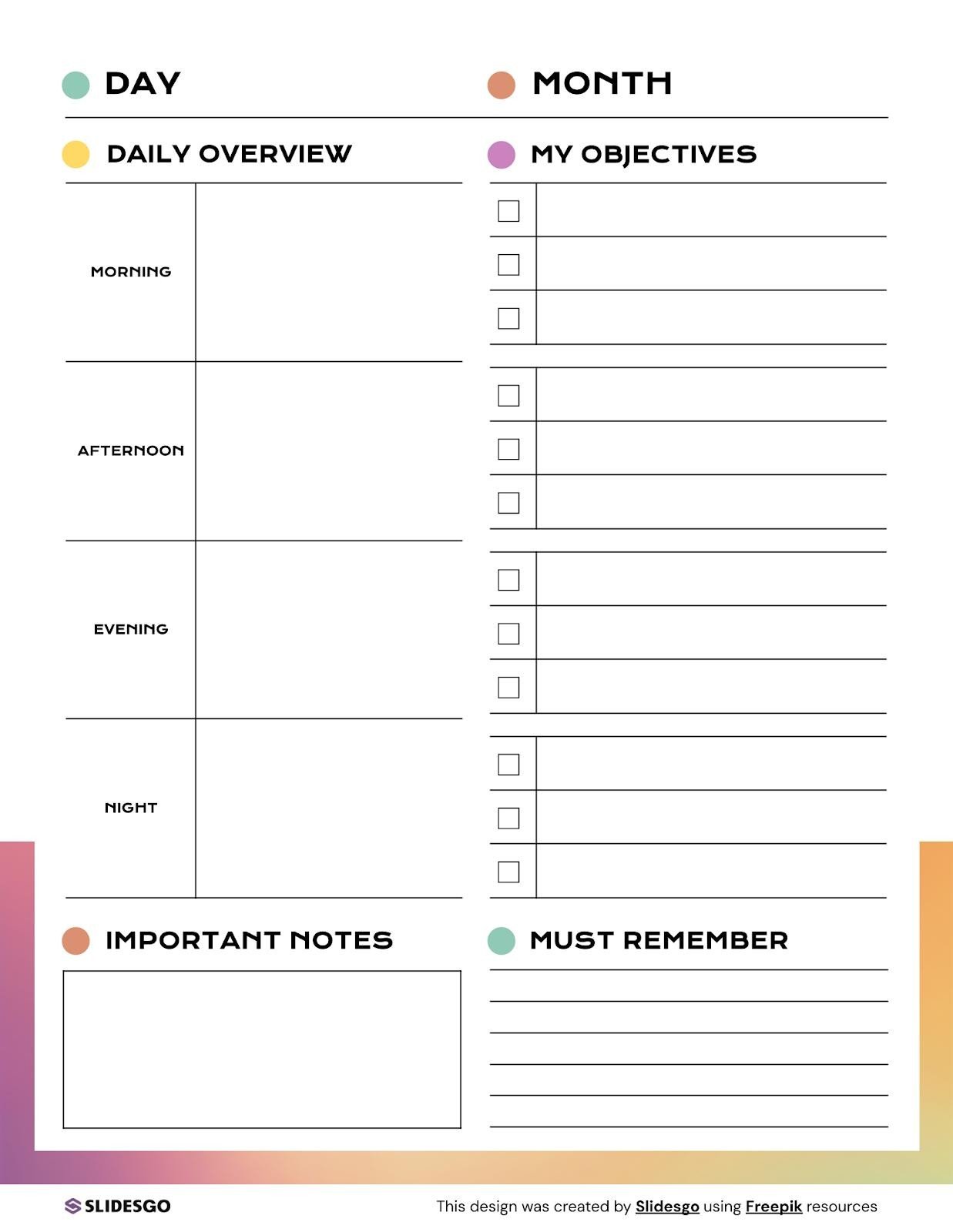 Daily Agenda 2025 Template