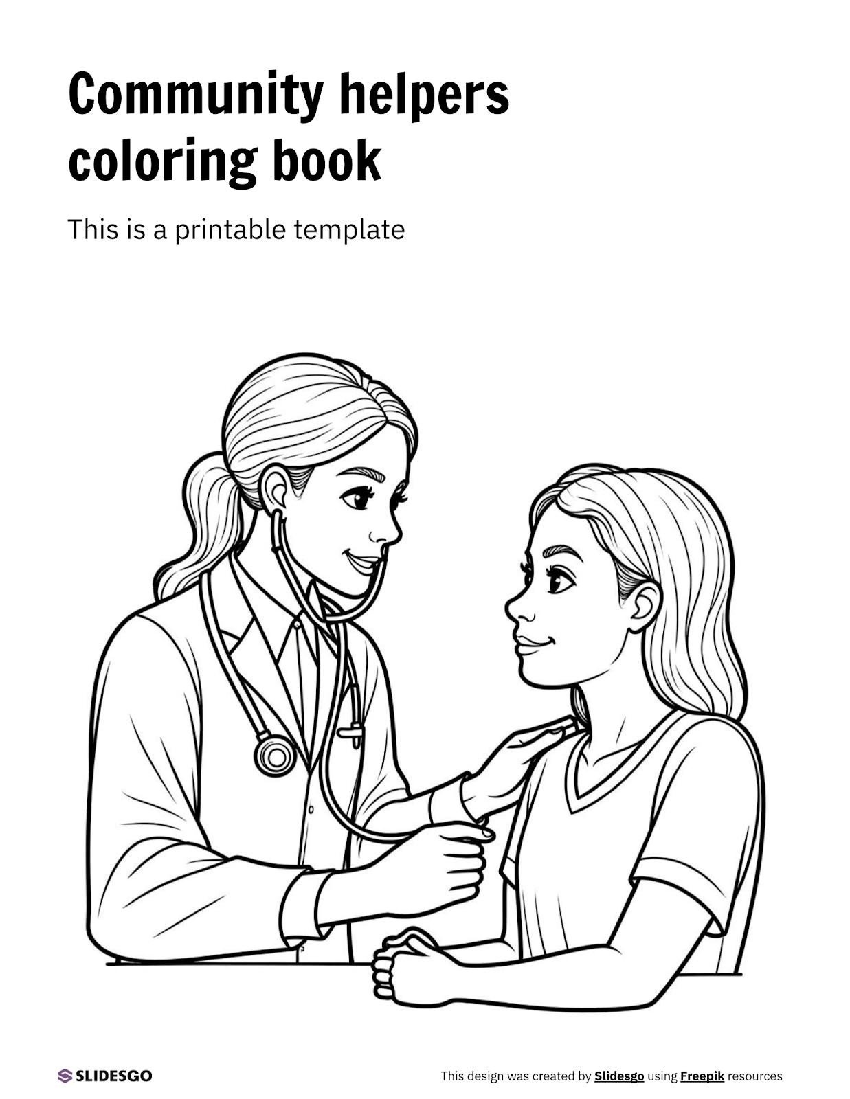 Community Helpers Coloring book Template