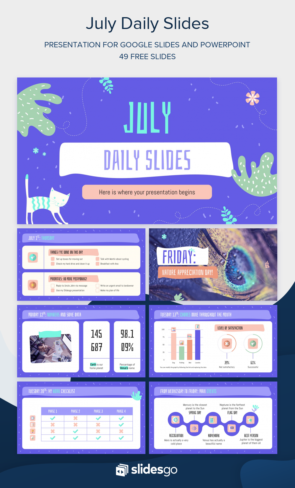 July Daily Slides | Google Slides & PowerPoint template