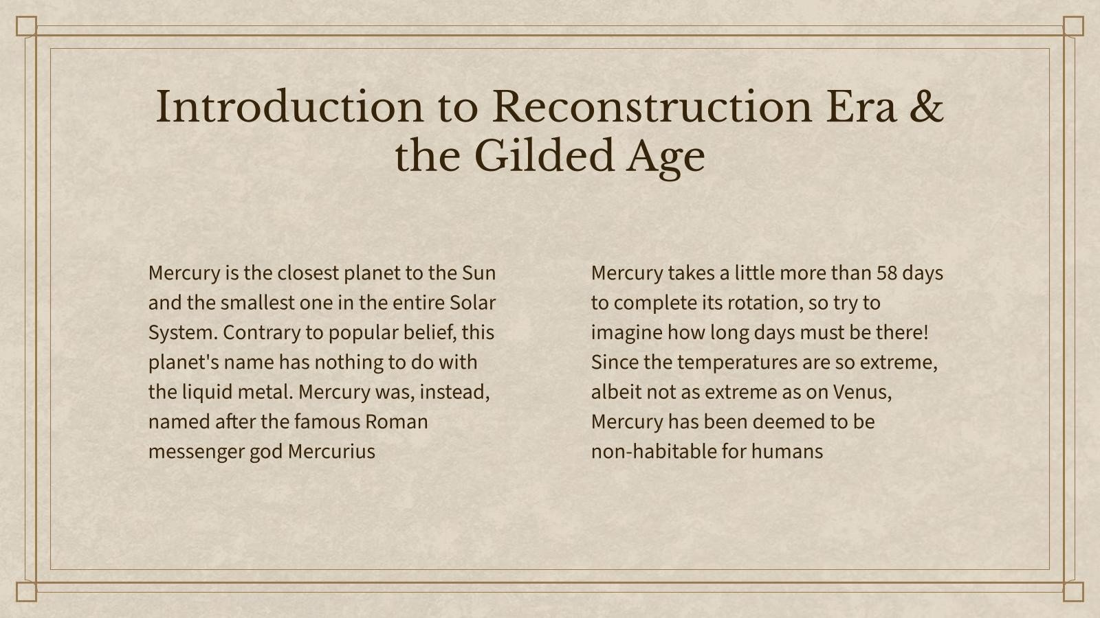 Reconstruction Era and the Gilded Age - History - 11th Grade