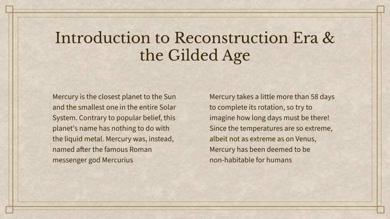 Reconstruction Era and the Gilded Age - History - 11th Grade