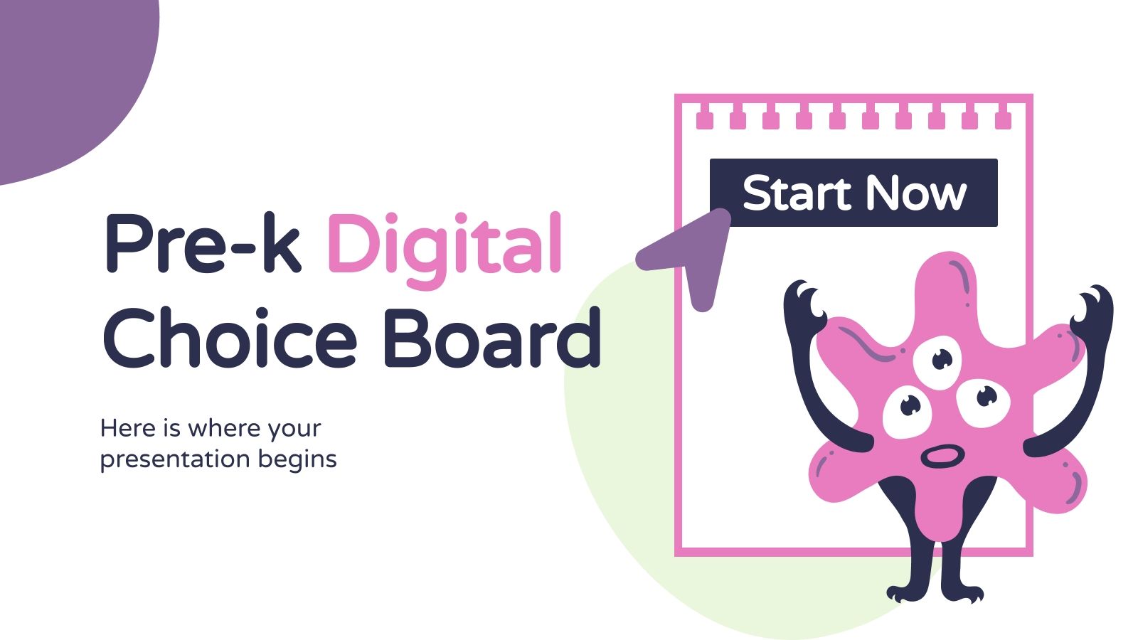 Pre-K Digital Choice Board Google Slides & PPT template