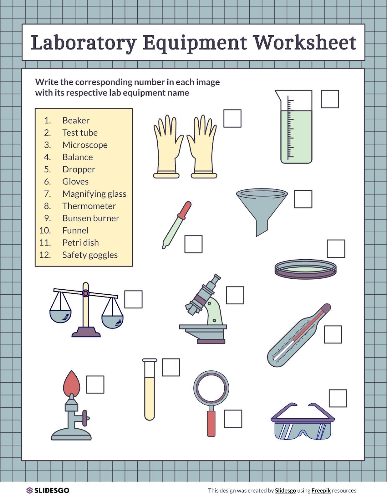 Laboratory Equipment Worksheet Presentation