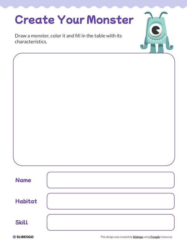 Create Your Monster Worksheet Presentation