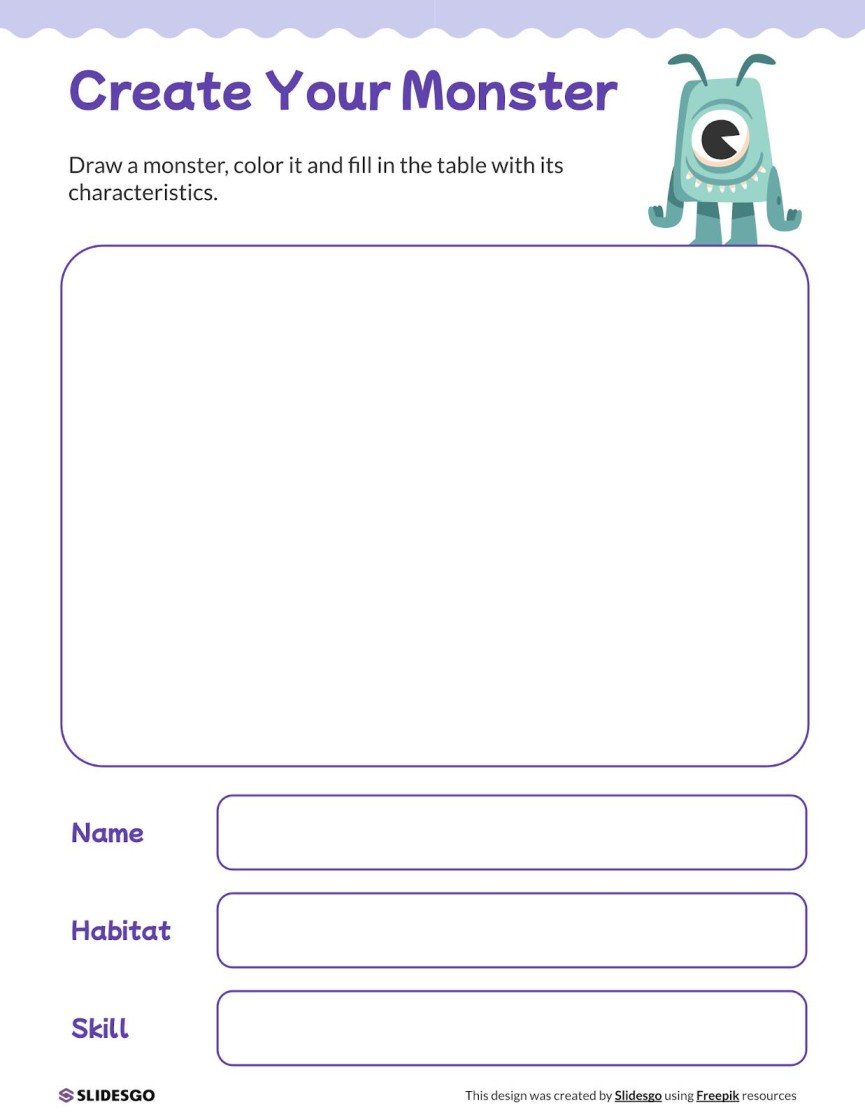 Create Your Monster Worksheet Presentation