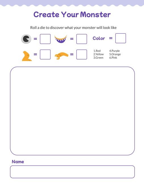 Create Your Monster Worksheet Presentation