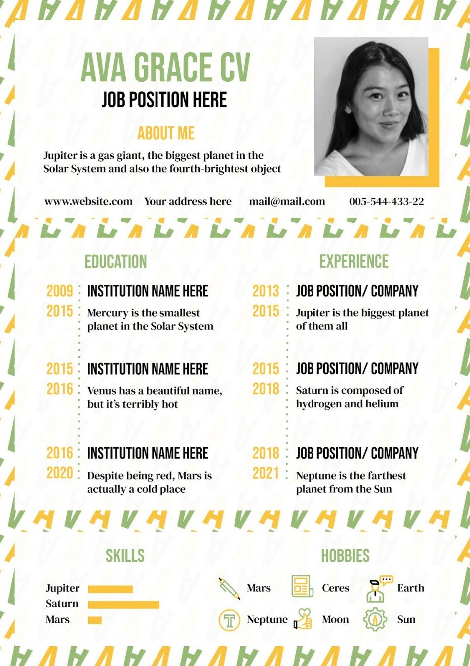 Initials Pattern CV | Google Slides & PowerPoint template