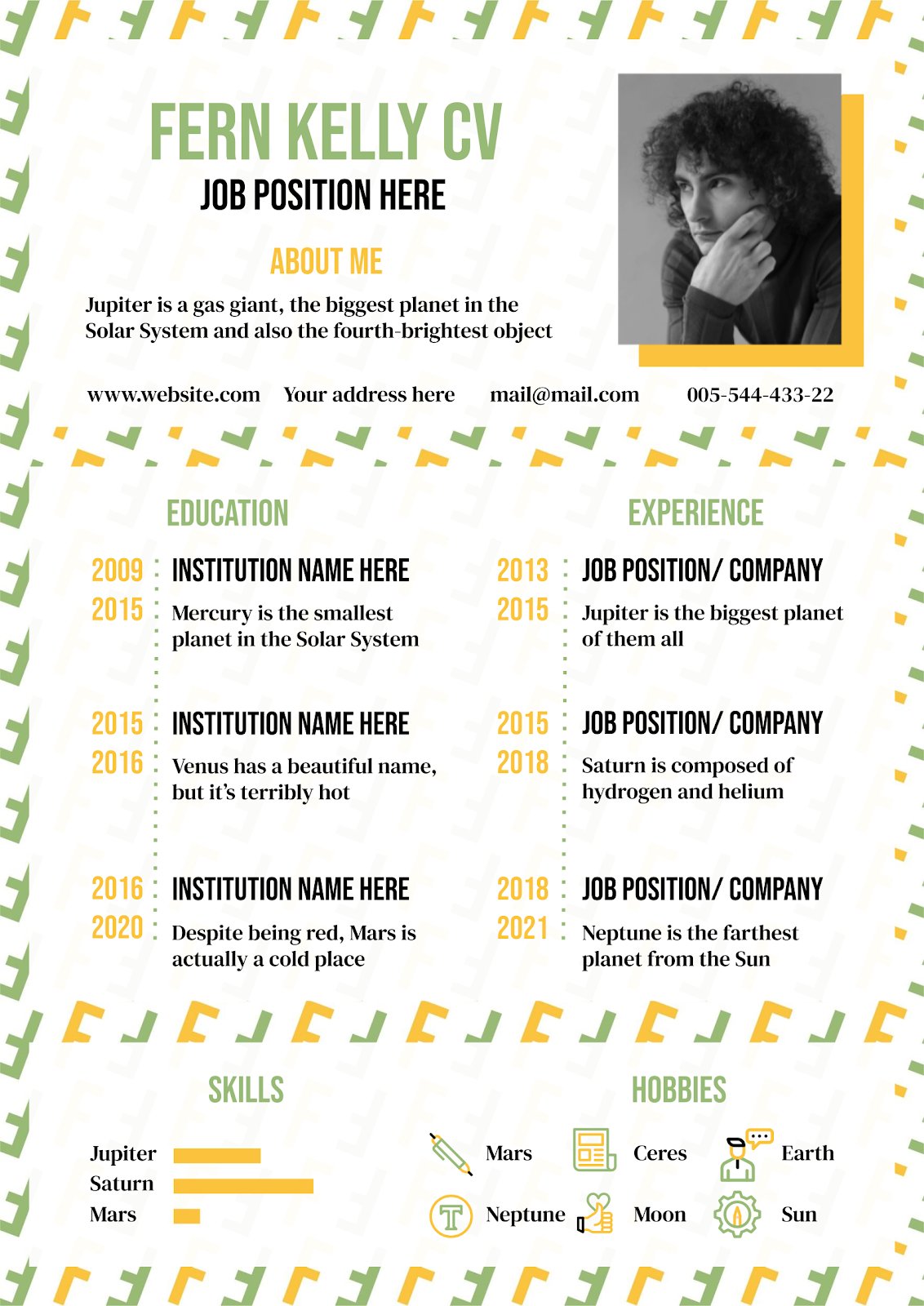 Initials Pattern CV | Google Slides & PowerPoint template