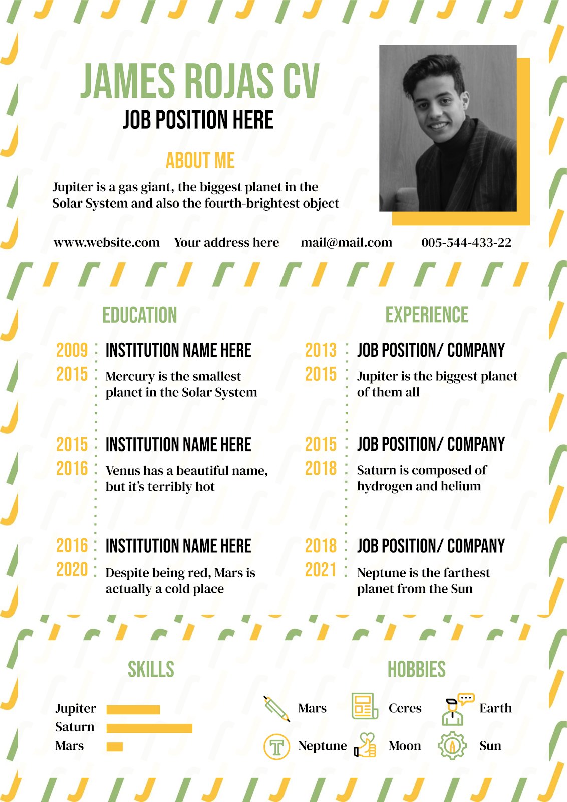 Initials Pattern CV | Google Slides & PowerPoint template