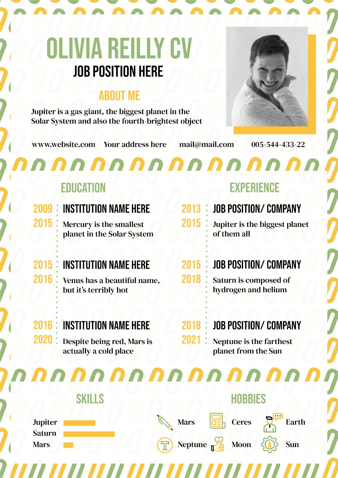 이니셜 패턴 CV | Google Slides 및 PowerPoint 템플릿