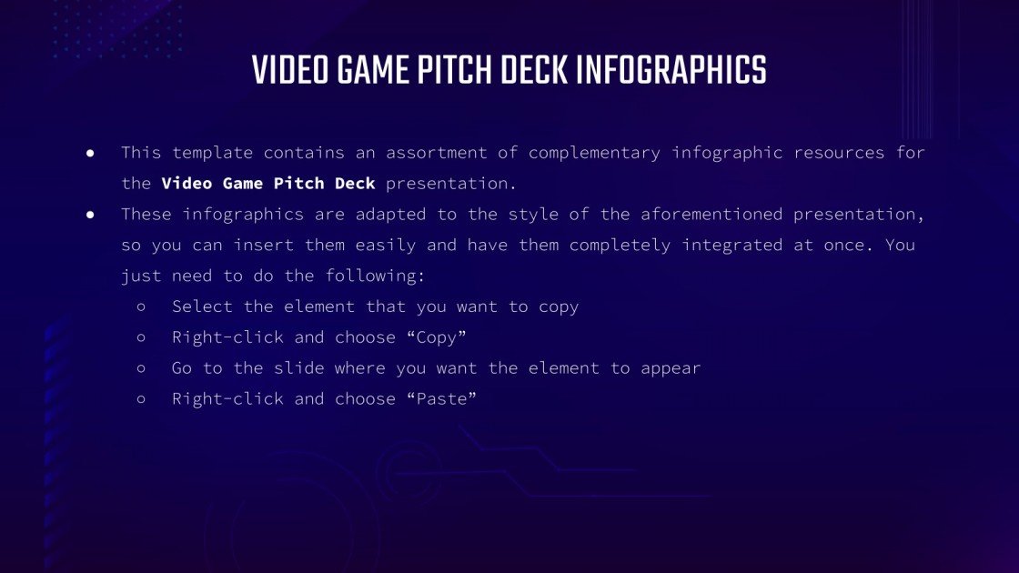 Video Game Pitch Deck Infographics | Google Slides & PPT