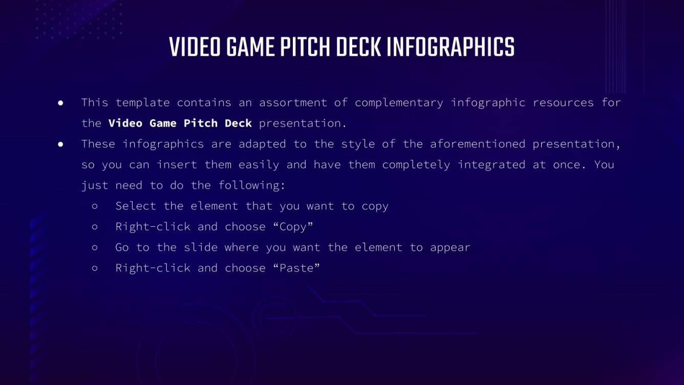Video Game Pitch Deck Infographics | Google Slides & PPT