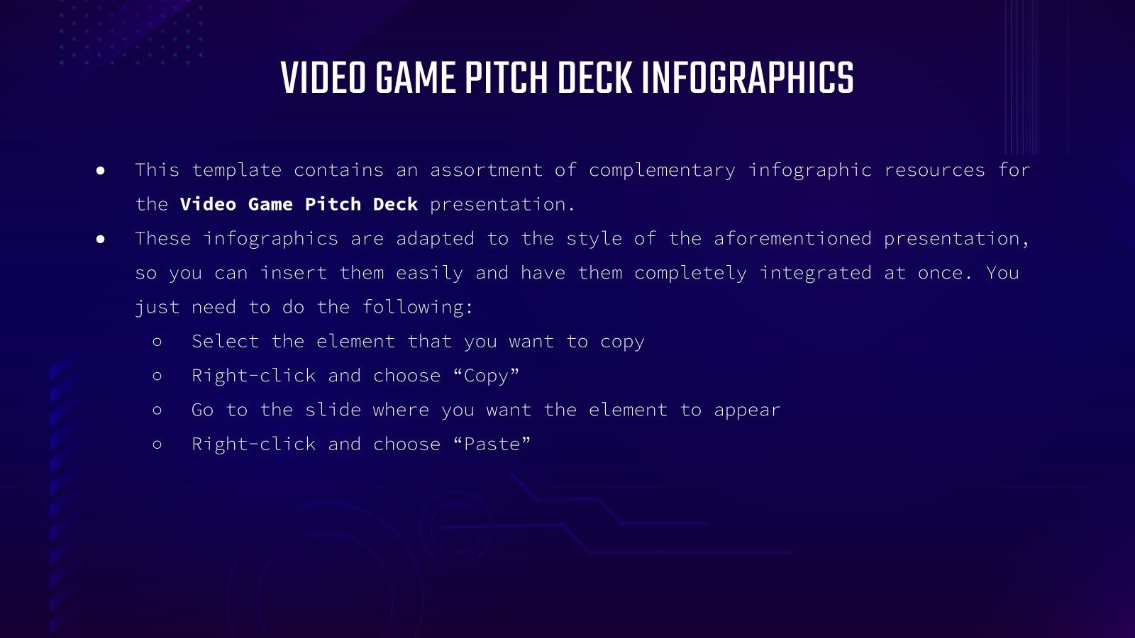 Video Game Pitch Deck Infographics | Google Slides & PPT
