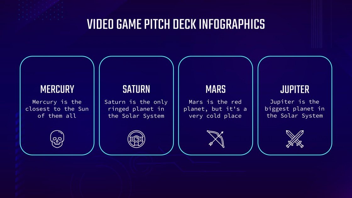 Video Game Pitch Deck Infographics | Google Slides & PPT