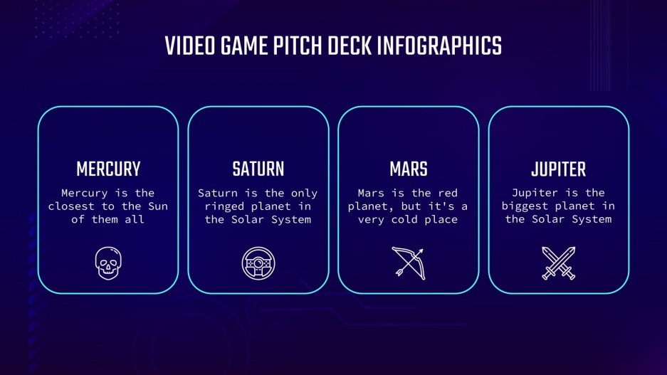 Video Game Pitch Deck Infographics | Google Slides & PPT