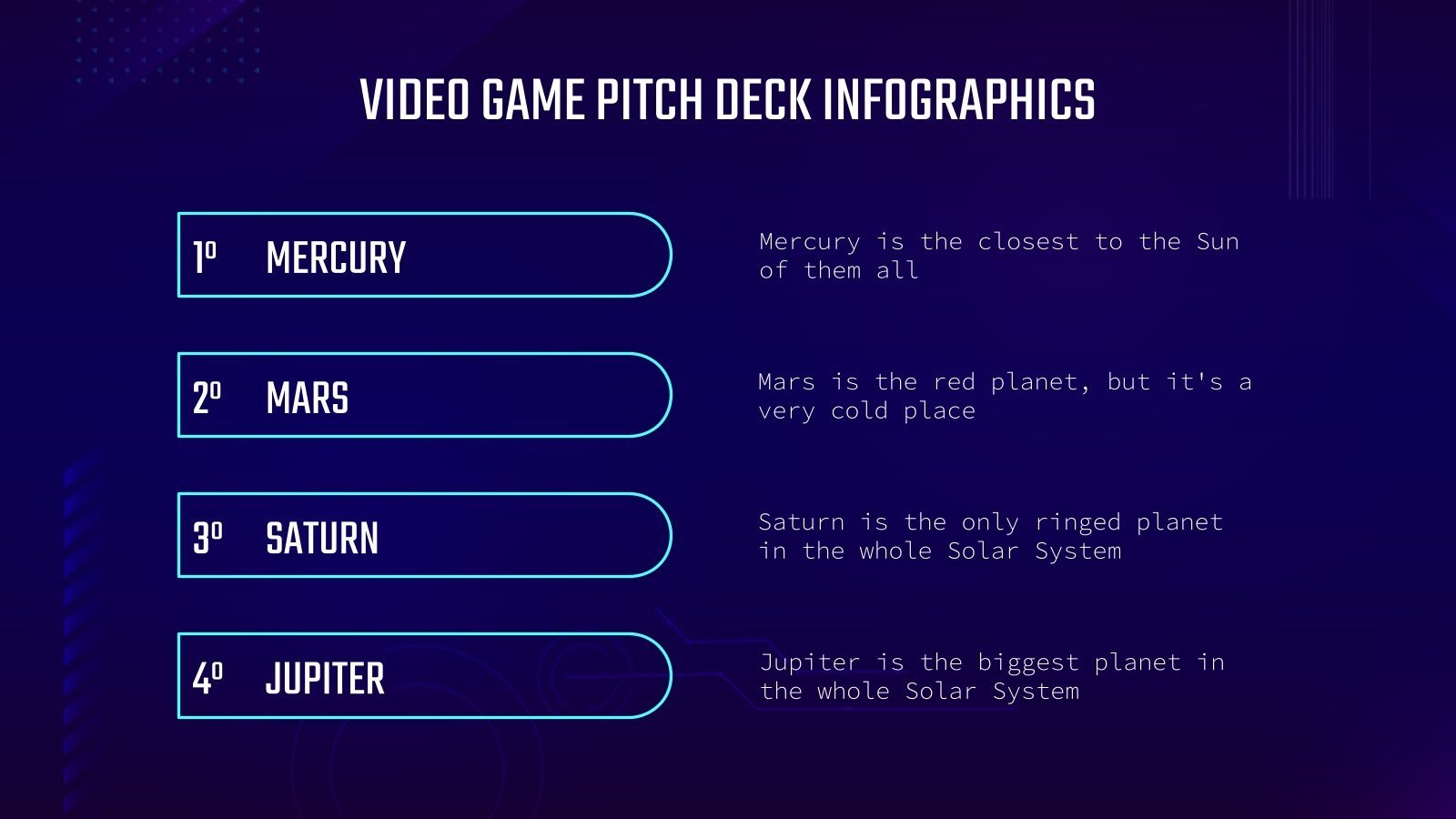 Video Game Pitch Deck Infographics | Google Slides & PPT