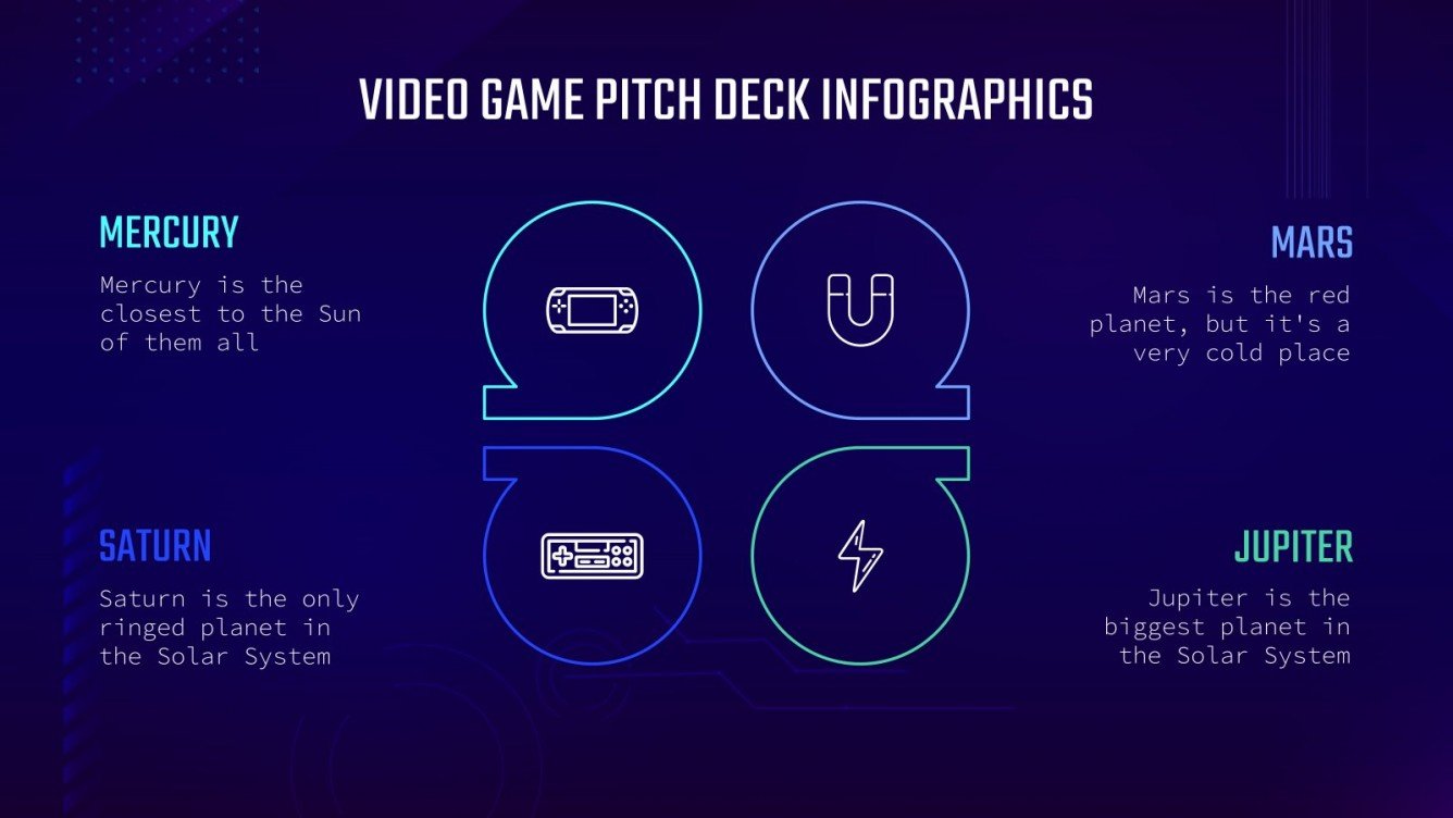 Video Game Pitch Deck Infographics | Google Slides & PPT