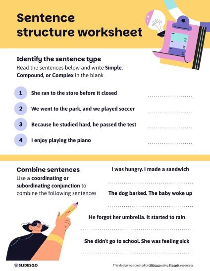 Sentence Structure Worksheet Presentation