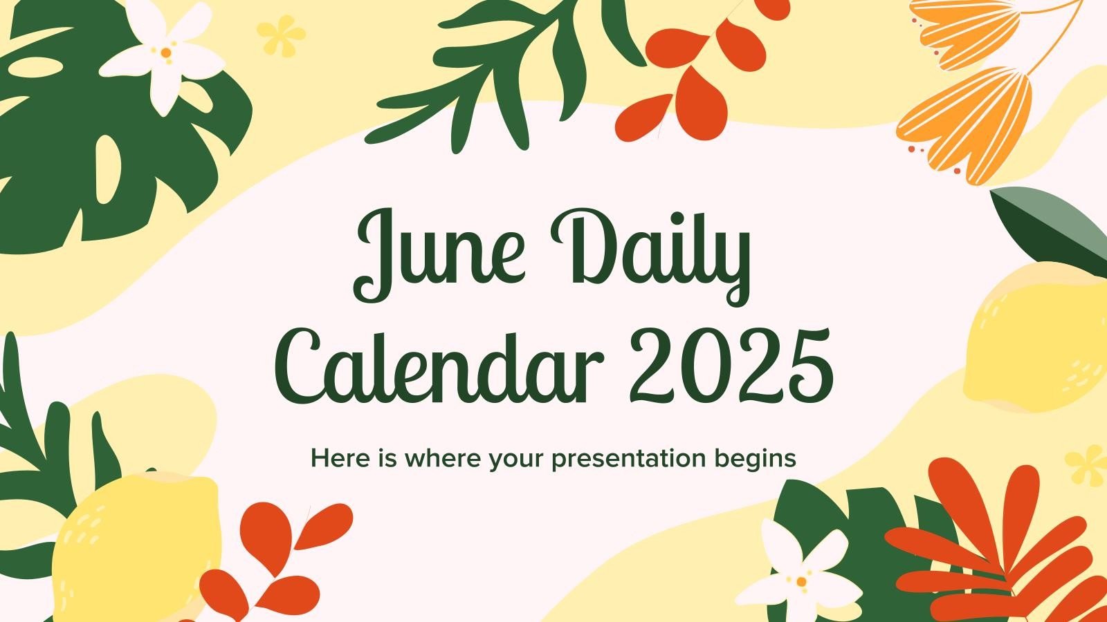 June Daily Calendar 2025 | Google Slides & PPT
