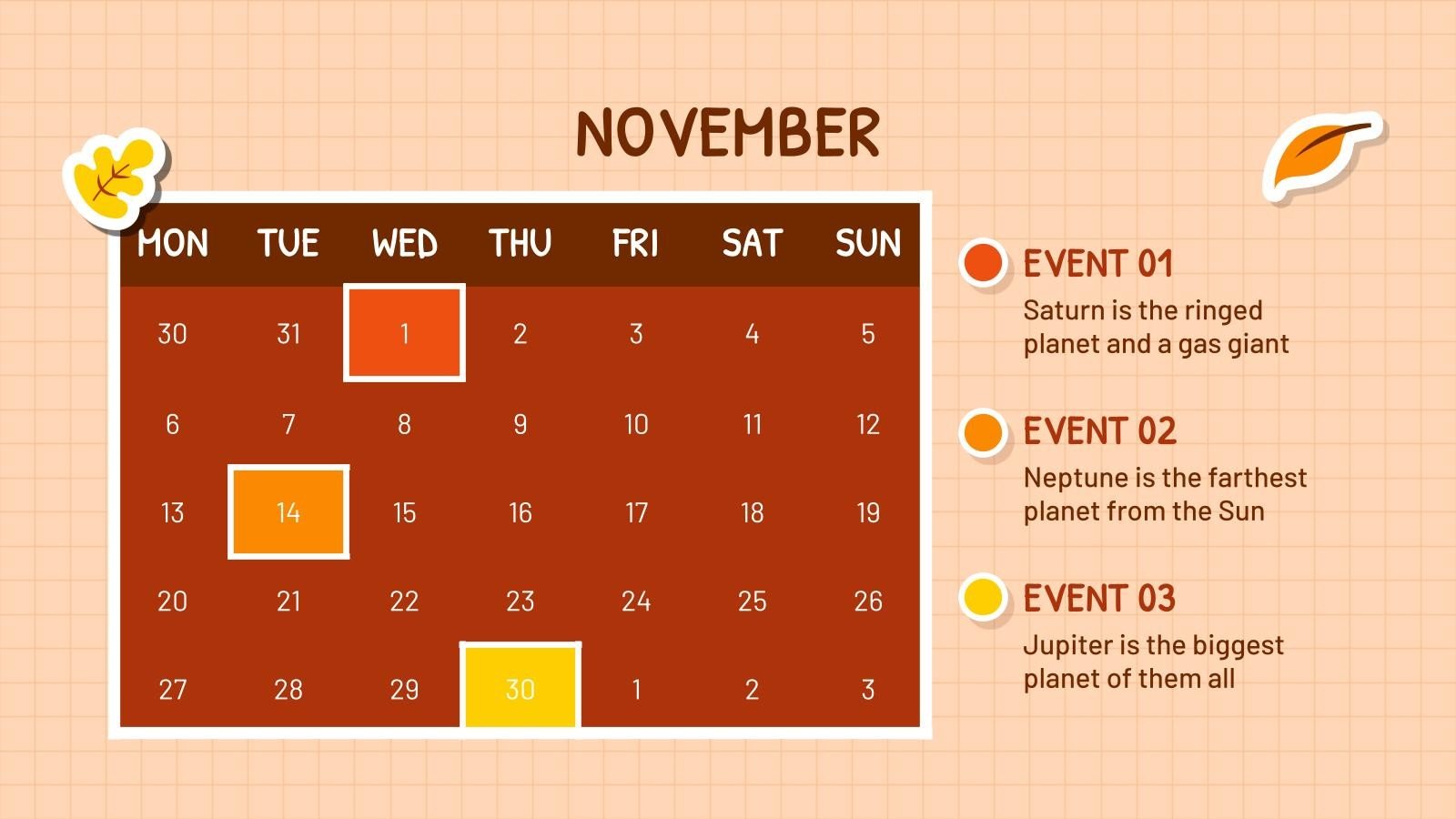 November Daily Calendar 2025 | Google Slides & PPT