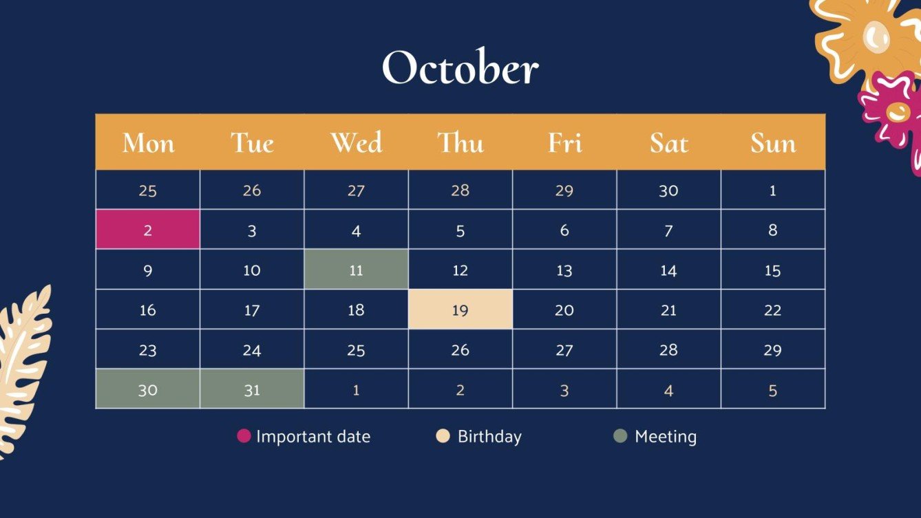 October Daily Calendar 2025 | Google Slides & PowerPoint