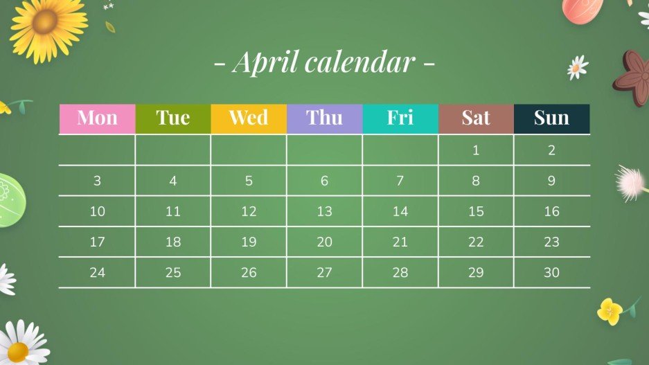 April Daily Calendar 2025 | Google Slides & PowerPoint