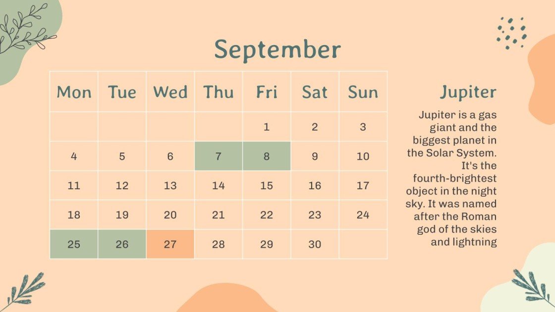 September Daily Calendar 2025 | Google Slides & PPT