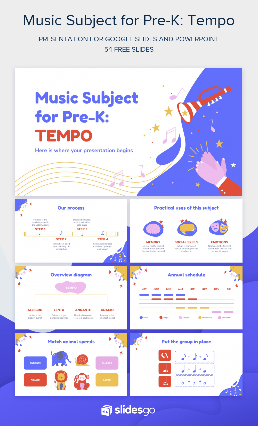Music Subject for Pre-K: Tempo | Google Slides & PPT template
