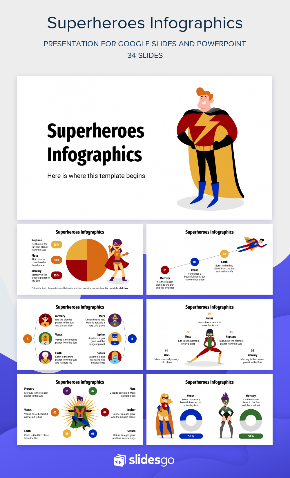 Superheroes Infographics | Google Slides & PowerPoint template