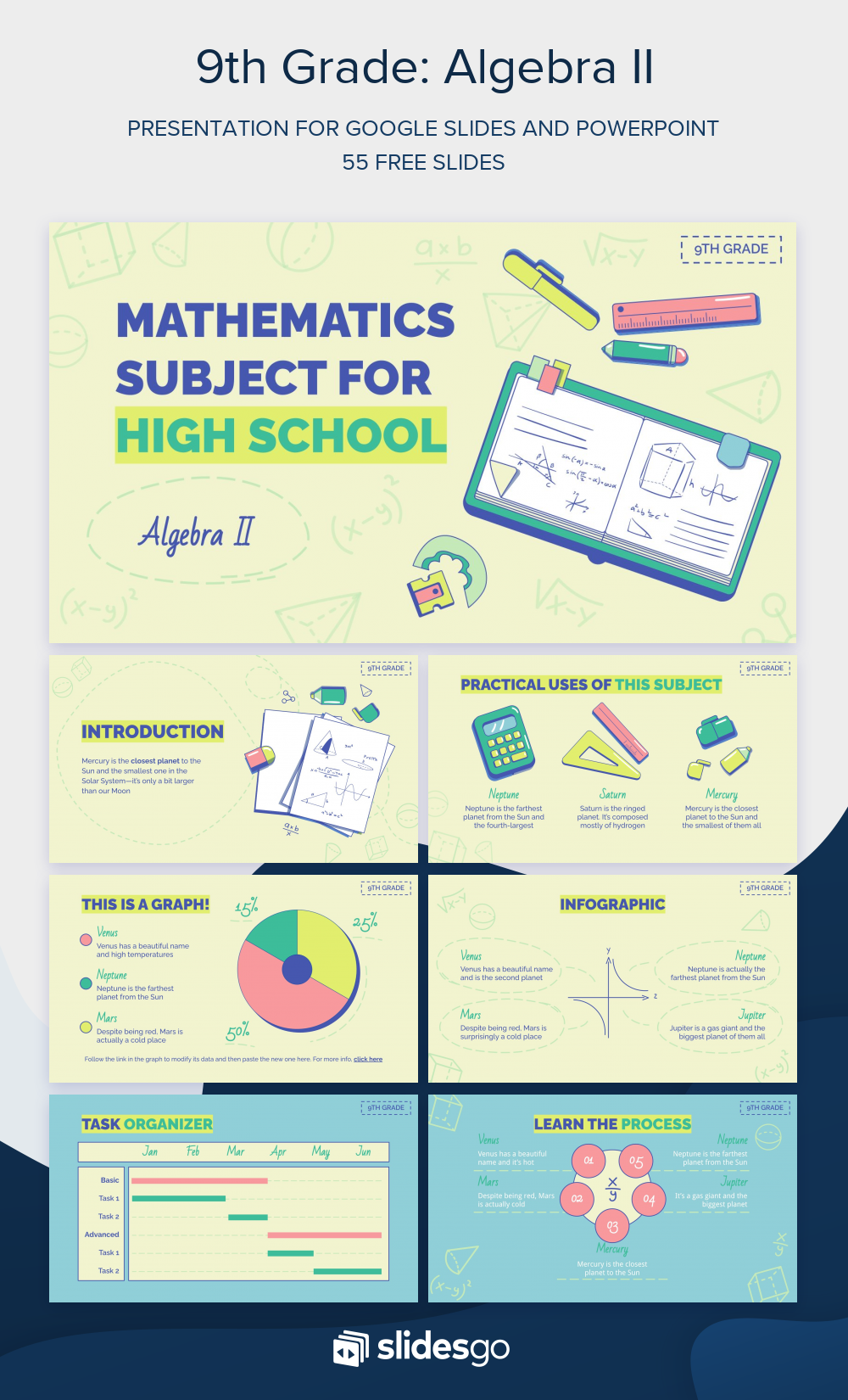 Maths for 9th Grade: Algebra II | Google Slides & PowerPoint