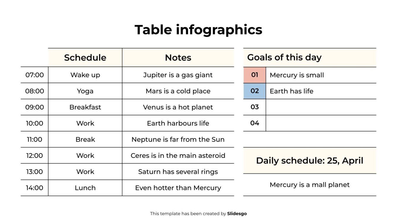 Table Infographics Template