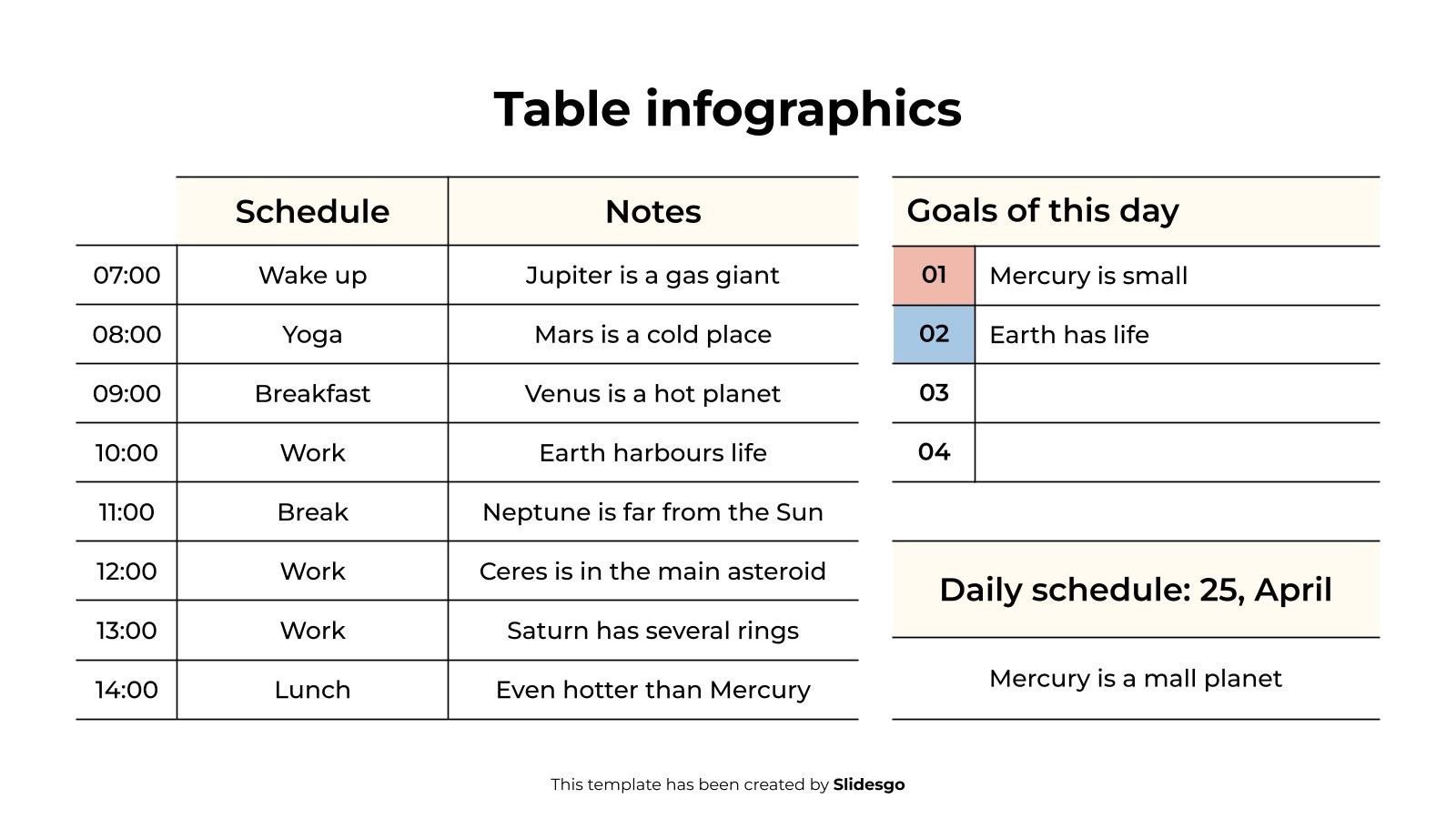 Table Infographics Template