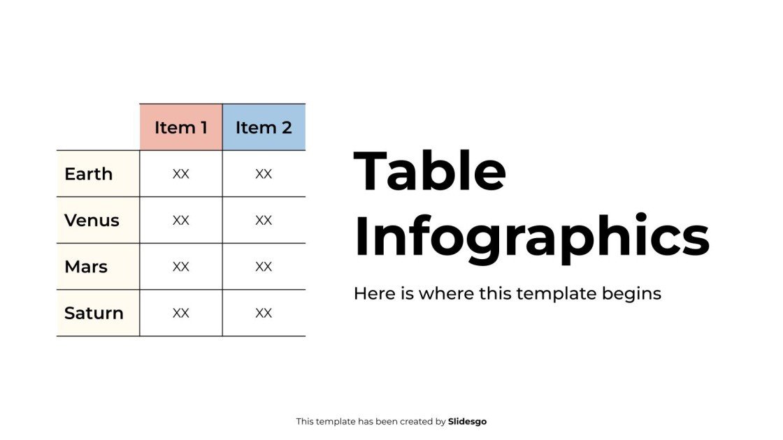 Free Table Infographics for Google Slides and PowerPoint