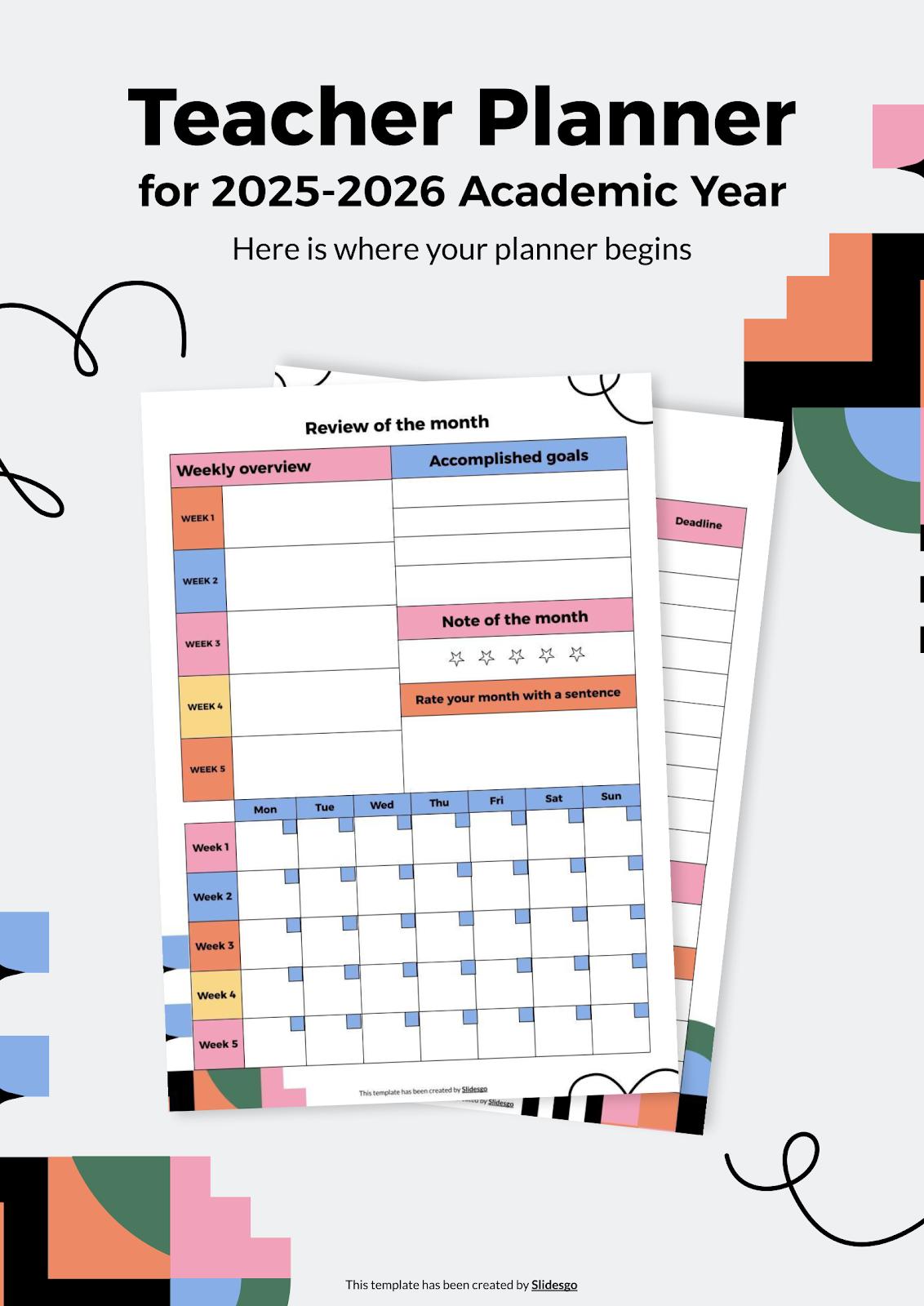 Agenda del profesor para el curso 2024-2025 | Google Slides