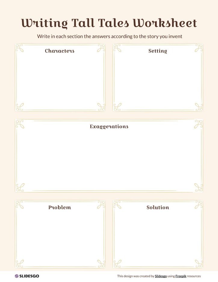 Writing Tall Tales Worksheet Template
