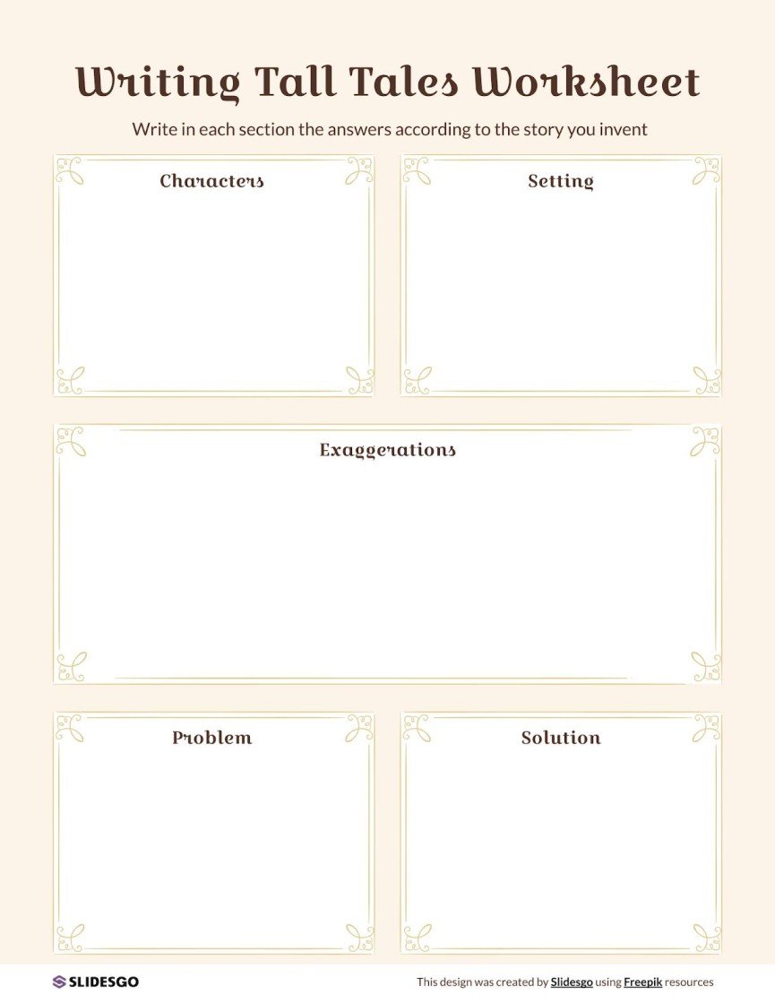 Writing Tall Tales Worksheet Template