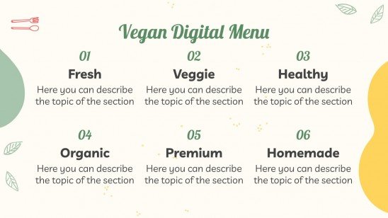 Vegan Digital Menu Board | Google Slides & PowerPoint