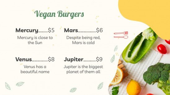 Vegan Digital Menu Board | Google Slides & PowerPoint