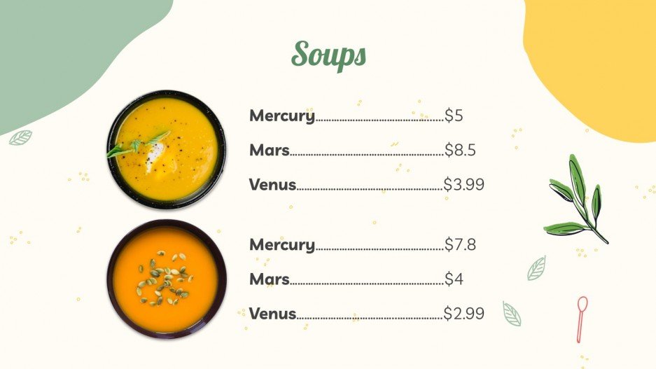 Vegan Digital Menu Board | Google Slides & PowerPoint