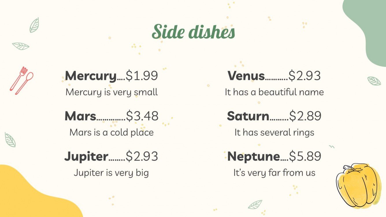 Vegan Digital Menu Board | Google Slides & PowerPoint