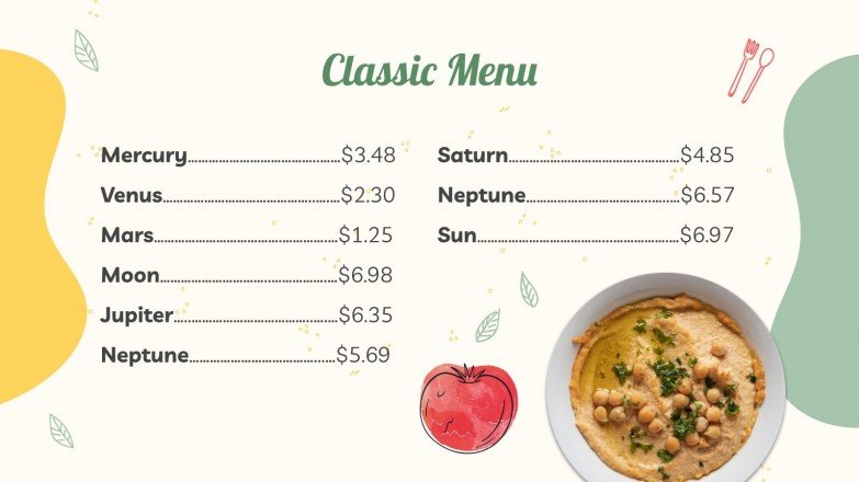 Vegan Digital Menu Board | Google Slides & PowerPoint