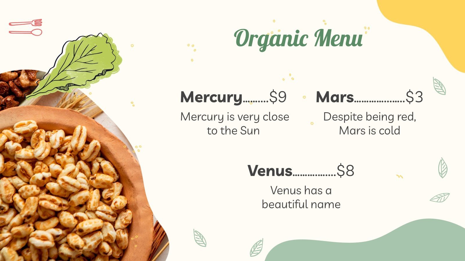 Vegan Digital Menu Board | Google Slides & PowerPoint