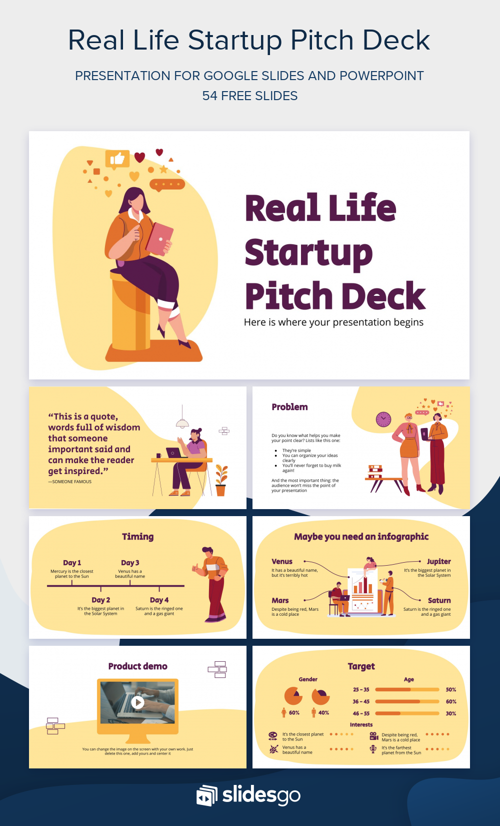 Real Life Startup Pitch Deck | Google Slides & PPT template