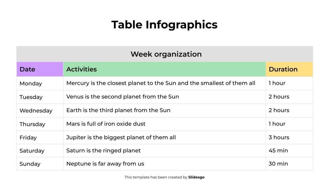 Table Infographics Template