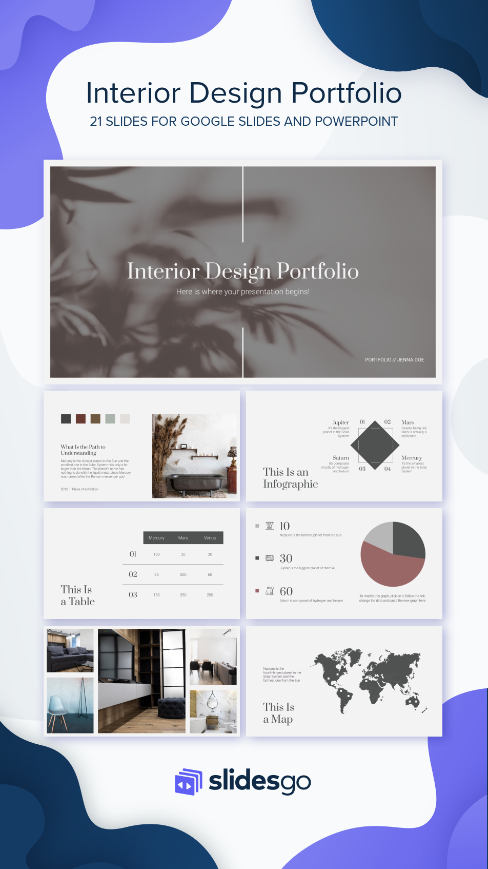 Interior Design Portfolio Google Slides Theme and PPT Template
