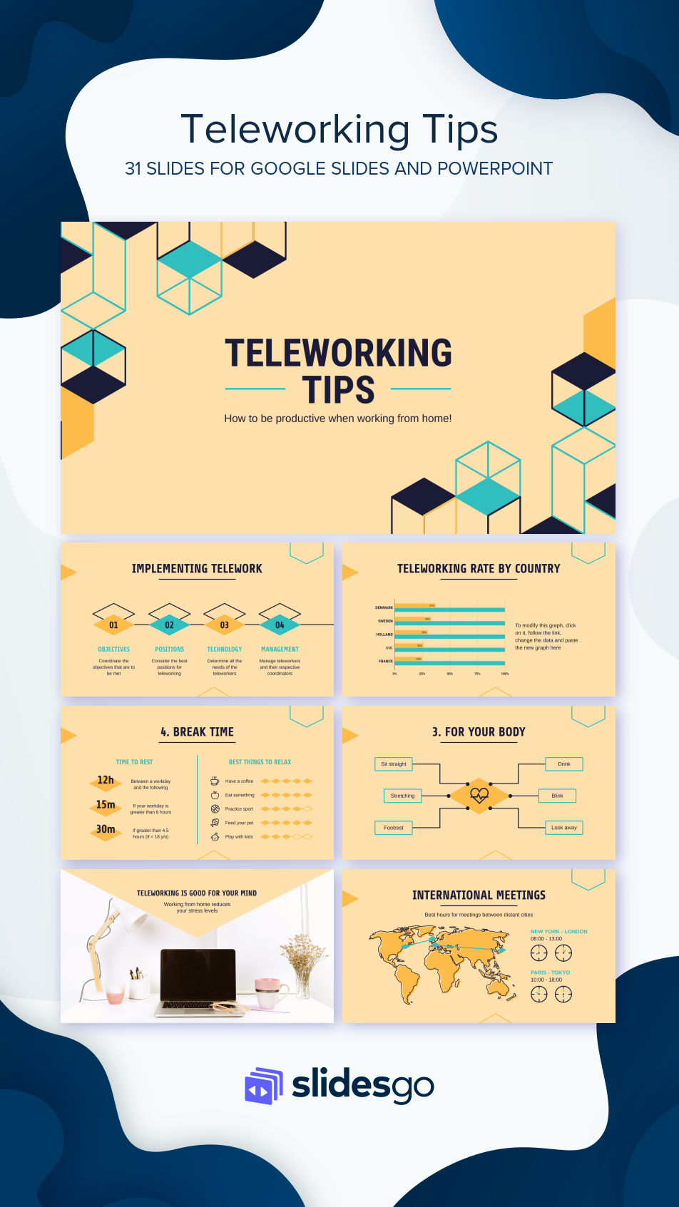 Teleworking Tips Google Slides Theme and PowerPoint Template