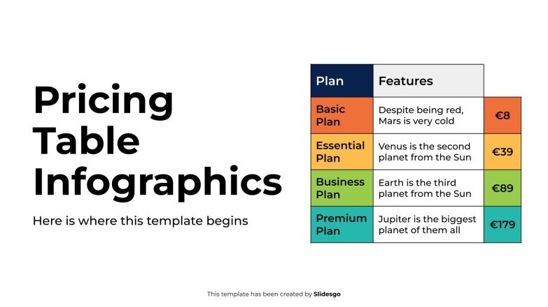 Pricing Table Infographics Template